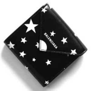 Balenciaga | Bags | Balenciaga Tri Fold Wallet Paper Star Black White ...
